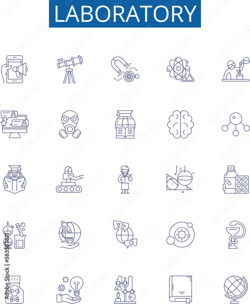 Laboratory Line Icons Signs Set Design Collection Of Lab Research Test Experiment