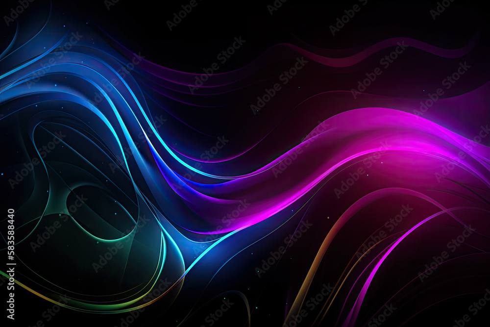 Electric Night Bright Neon Lines on a Dark Background as the northern ...