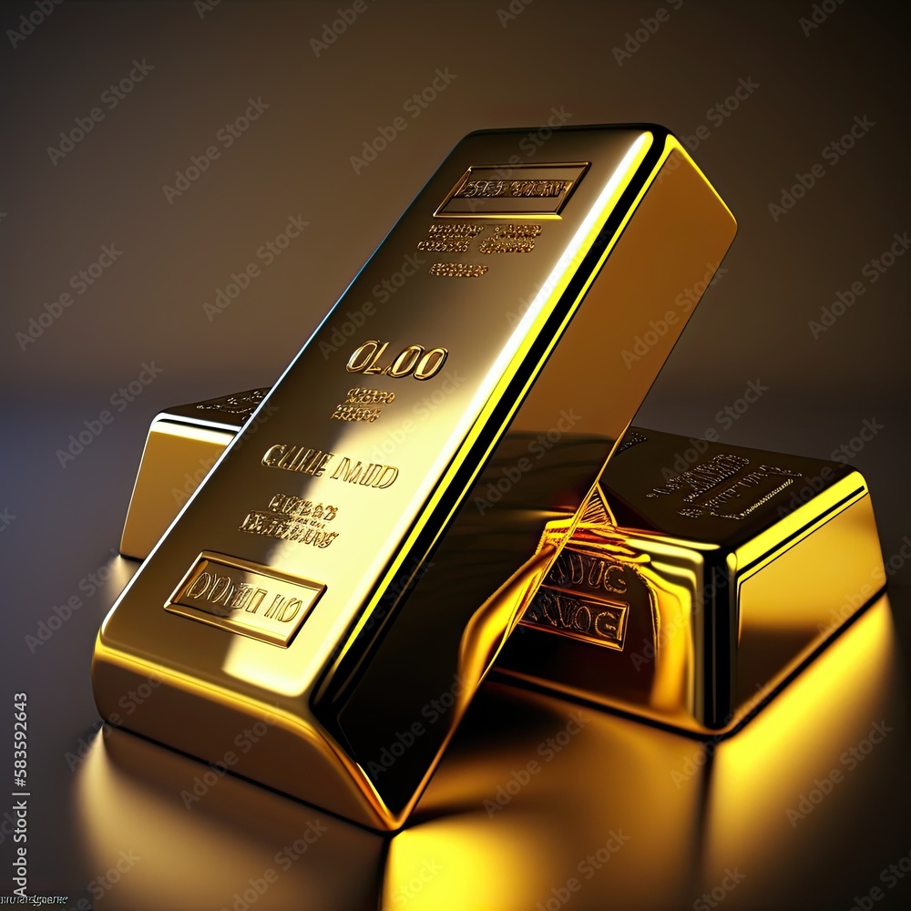 3D illustrations or 3D renderings gold backgrounds made gold ingots ...