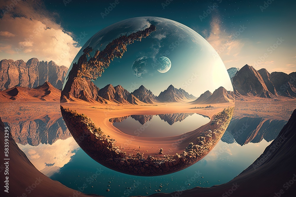 Barren and eerie landscape of empty planet, featuring rocky terrain ...