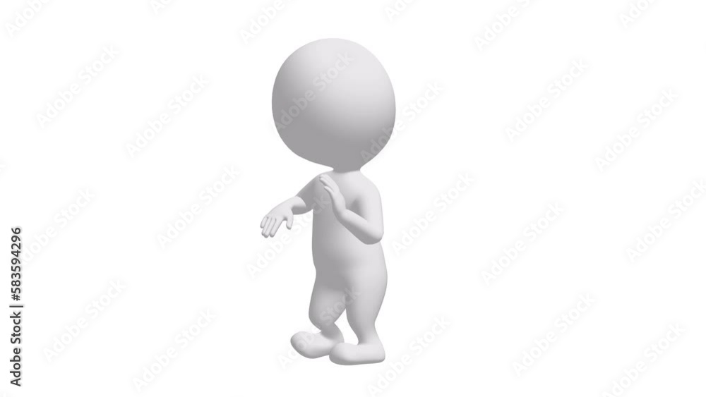 White 3d man dancing. Mascot having fun. Silly dance endless loop. 4K ...