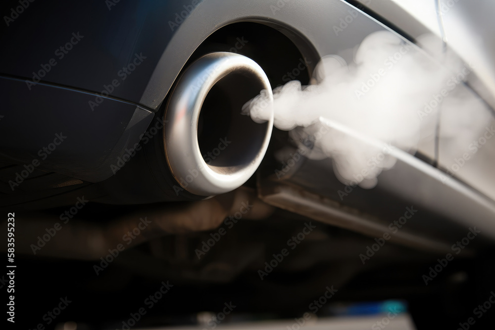 nitrogen and carben dioxid emission out of the exhaust of a combustion ...