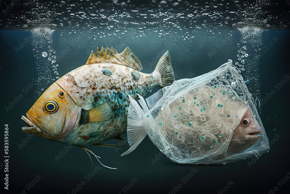 Mutated fish with distorted features and abnormal traits caused by the ...