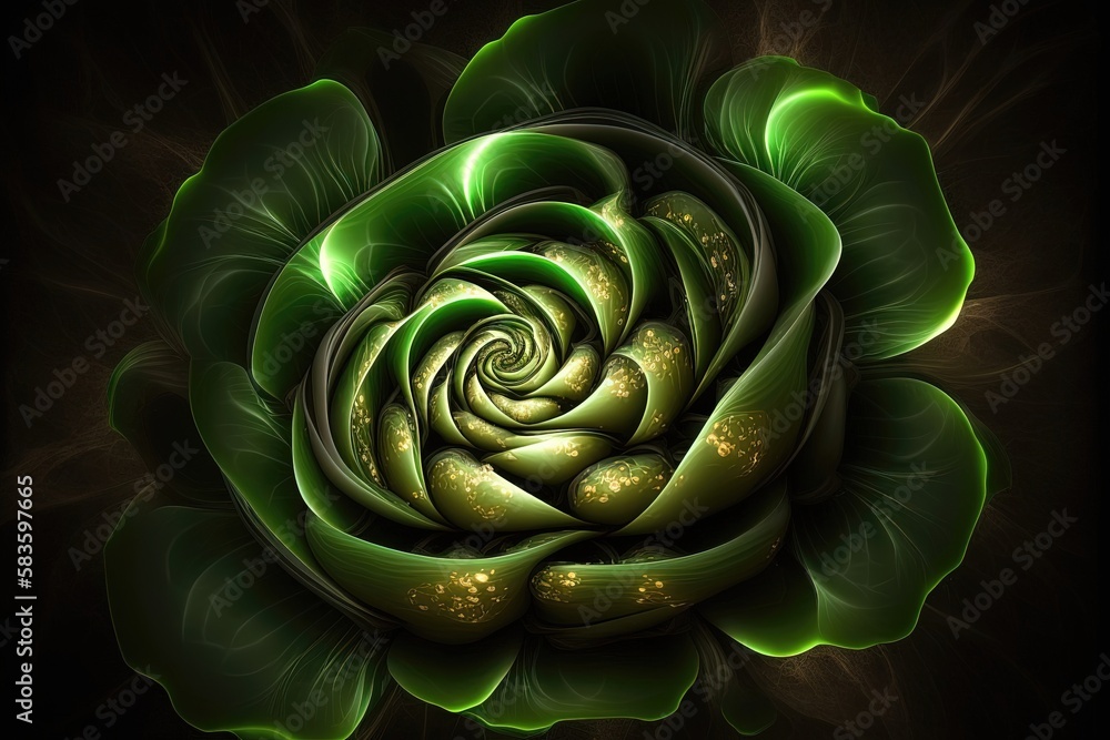 Green rose with an energy effect creates a striking and captivating ...