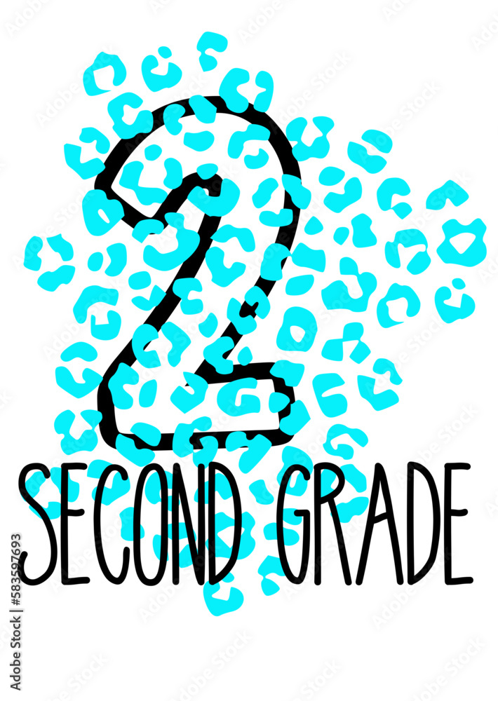 2nd grade squad. Leopard print. Isolated on transparent background ...