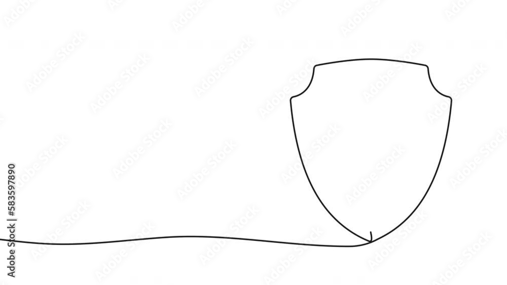 Security shield with check mark of one continuous line drawn. Shield ...