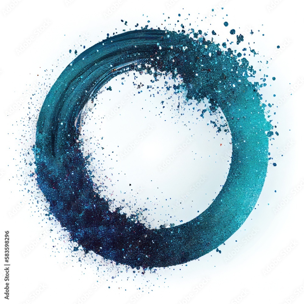 ภาพประกอบสต็อก Sea blue glitter swirling particles on circle frame ...