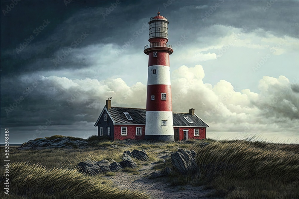 A tall and slender tower structure built on or near the coast, designed ...