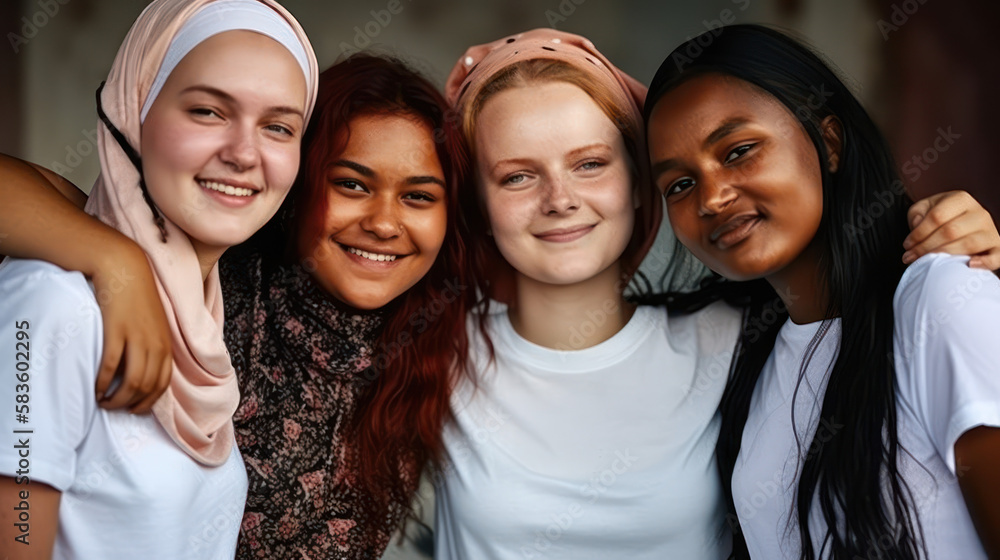 Groupe de jeunes filles d'origine et de style différents Stock Photo ...