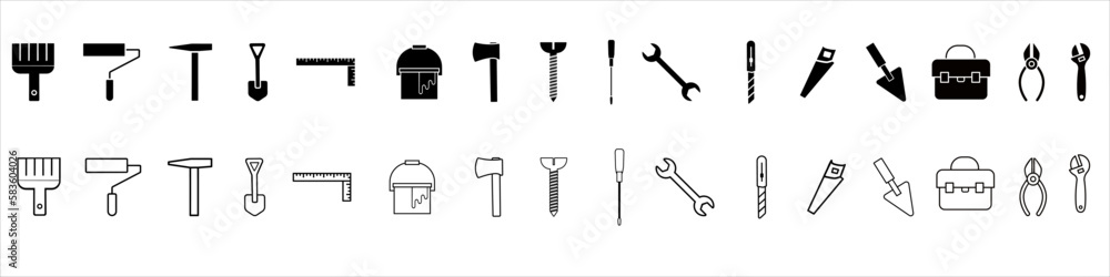 Tools icon vector set. Repair illustration sign collection. Building ...