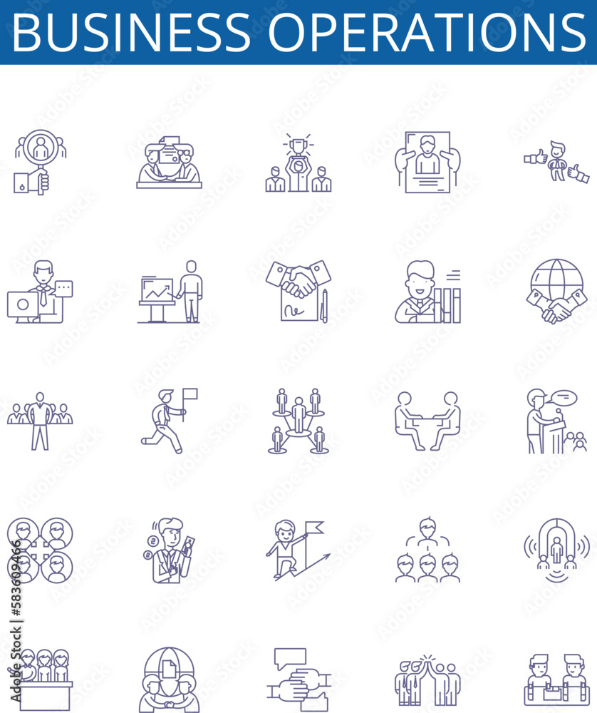 Business operations line icons signs set. Design collection of Commerce ...
