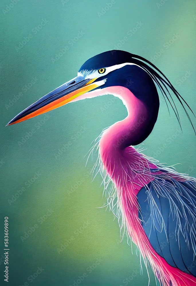 Funny adorable portrait headshot of cute heron bird. South American ...