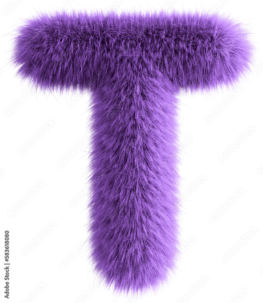 Purple 3D Fluffy Letter T Stock Illustration | Adobe Stock