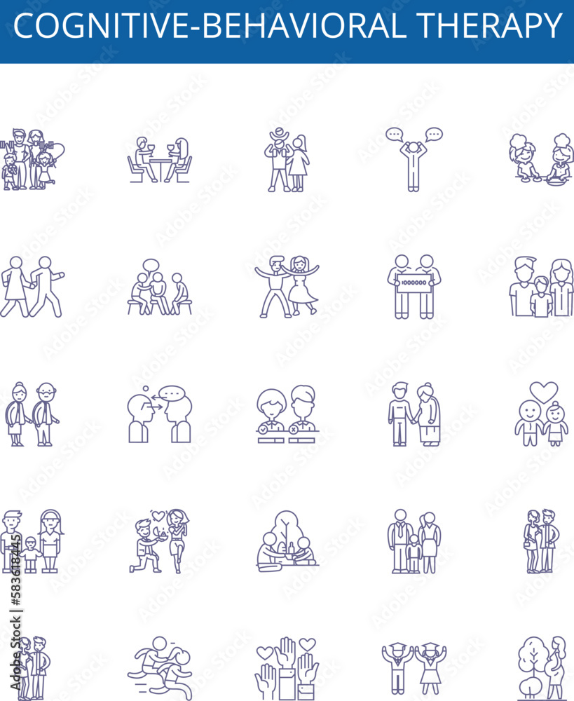 Cognitive-behavioral therapy line icons signs set. Design collection of ...