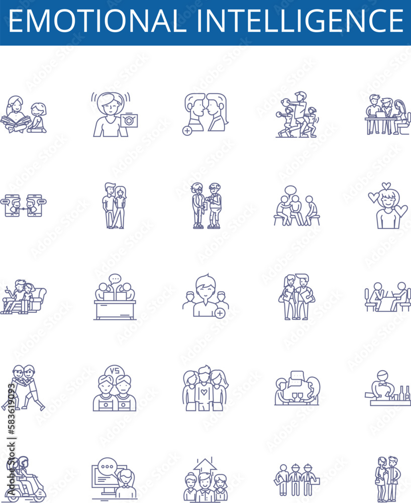Emotional intelligence line icons signs set. Design collection of ...