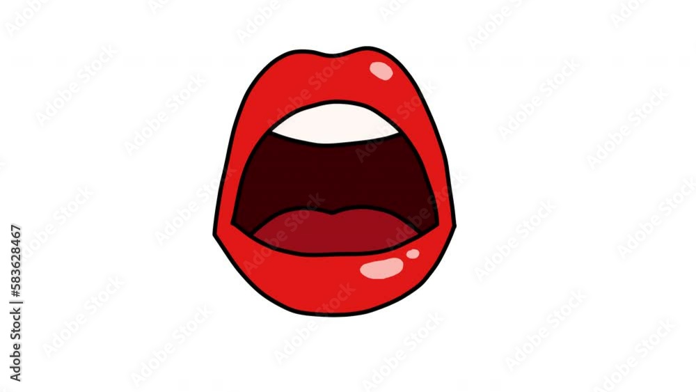 Talking mouth with Red Lips. Cartoon red lips. Looped animation with ...