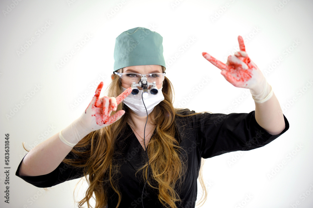 terrifying video of doctor with hands in blood gloves on which blood ...