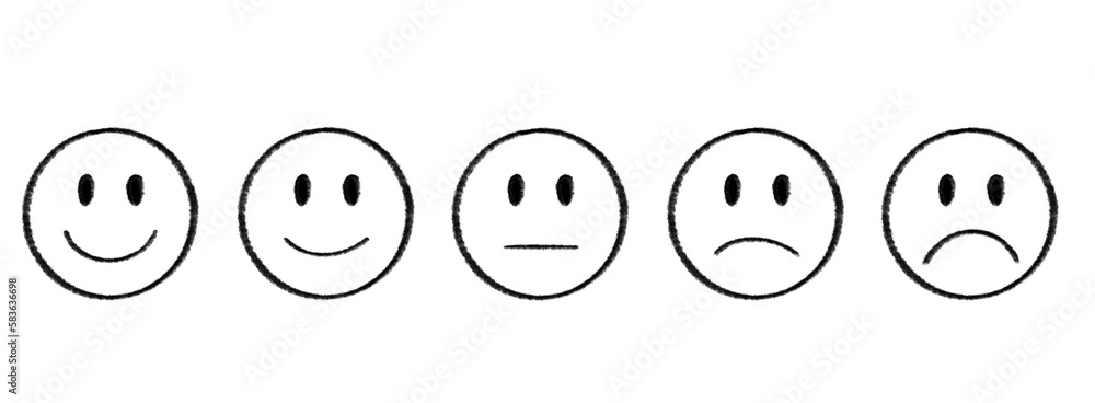 Smiley icon vector illustration set hand drawn pencil texture black ...