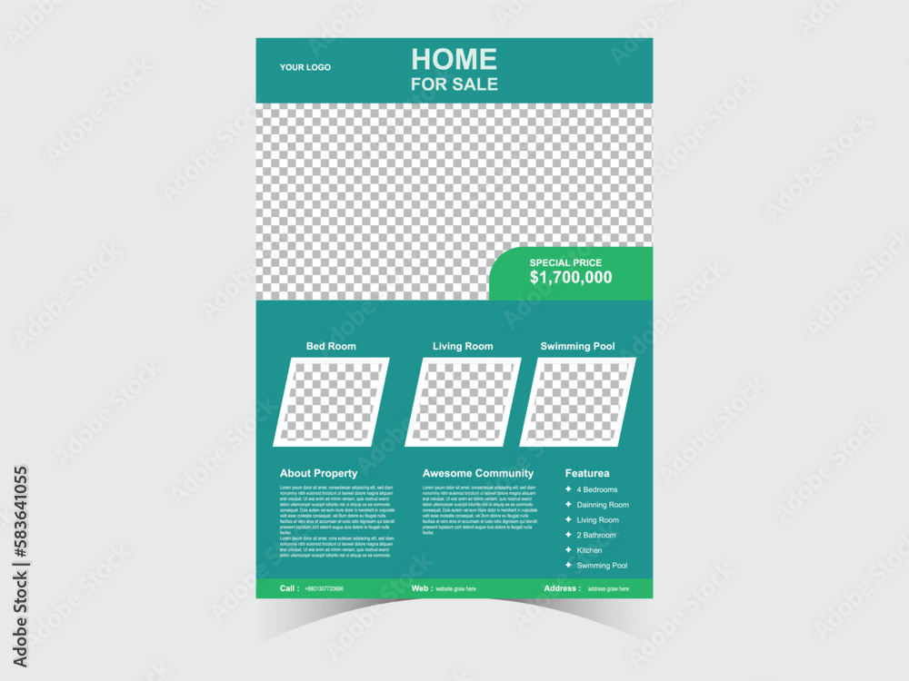 Flyer Design Template. Professional Brochure. Real Estate Poster Vector ...