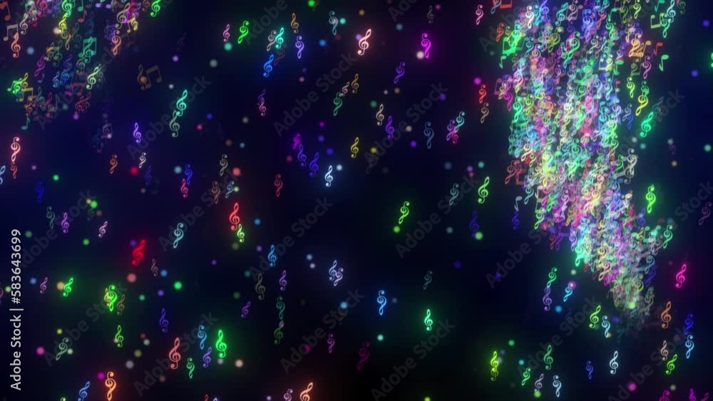 Music Background With Glowing Music Symbol. Music Symbols Flying On ...