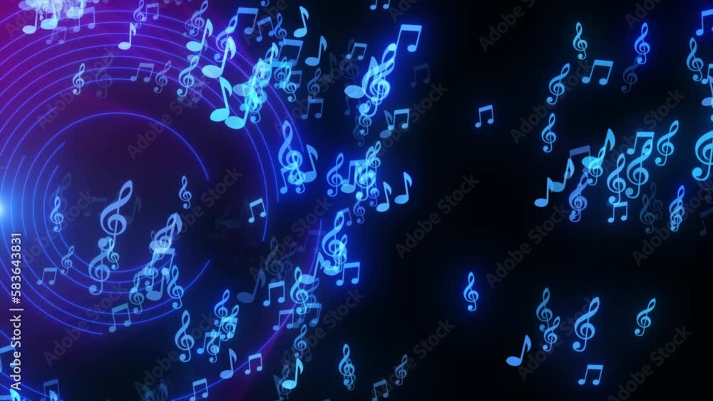Bright Music Notes Flying Animation Uses For Music Shows And Video ...