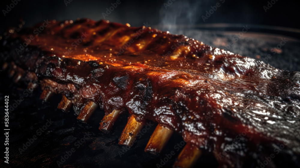Slab of ribs on smoker created with Generative AI Technology, ai ...