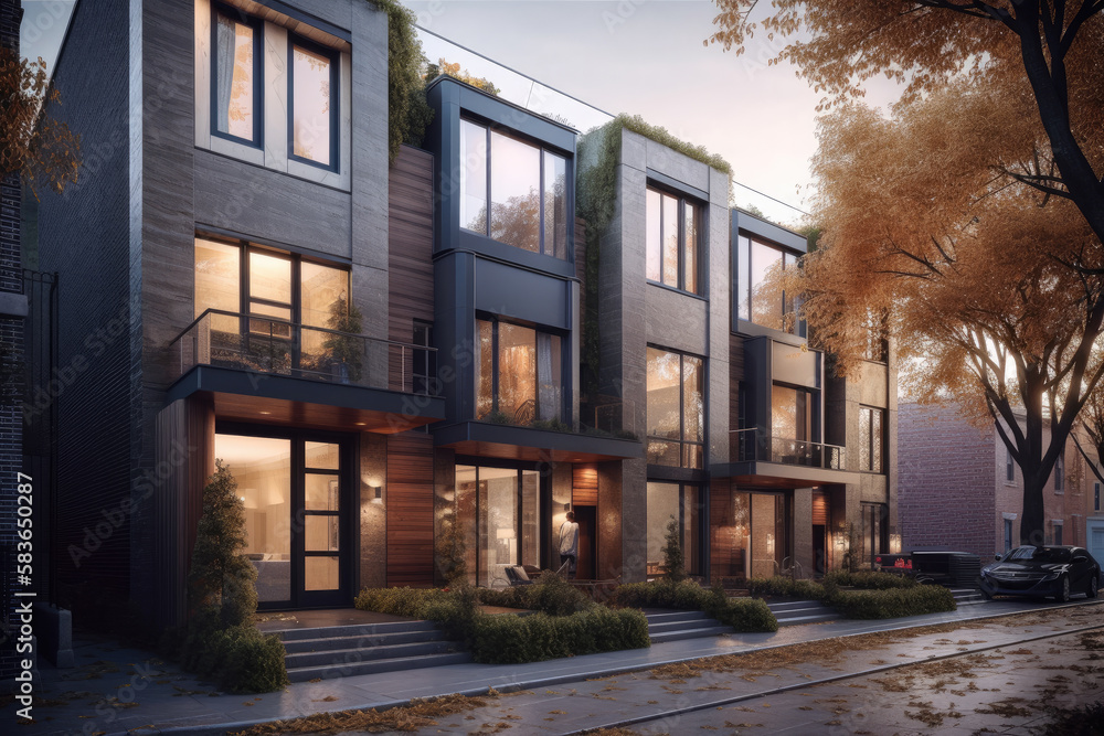 residential townhouse buildings as real estate theme created with ...