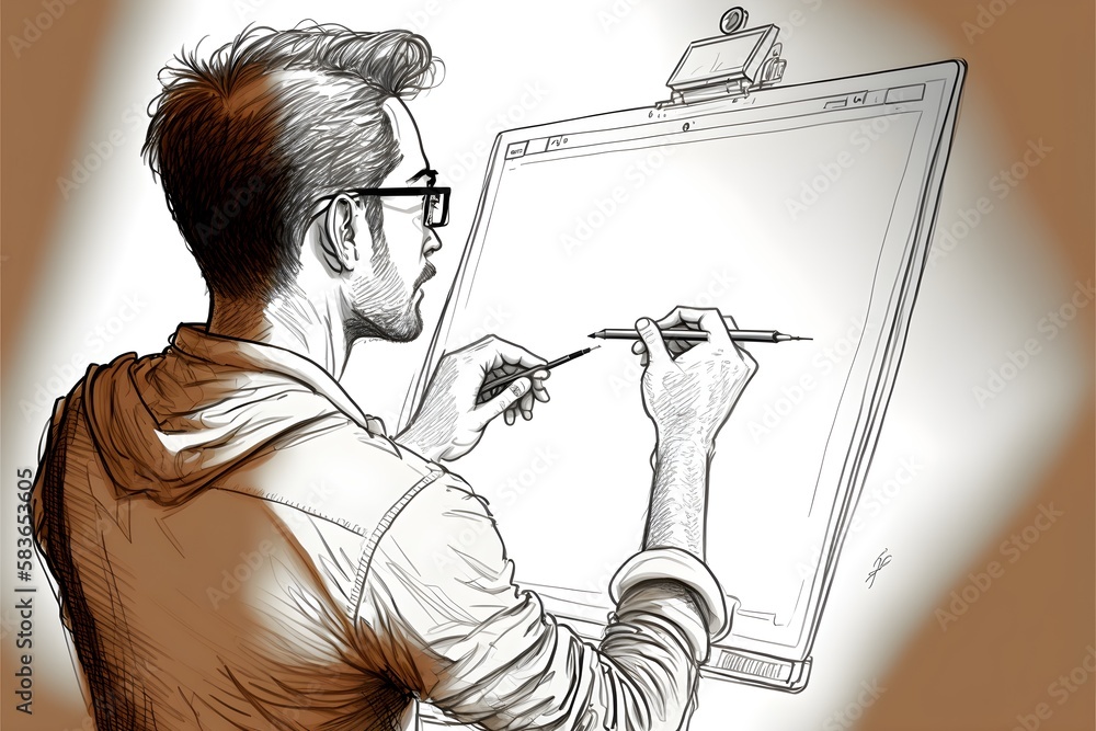 Wallpaper Illustration and background of a person drawing, on ...