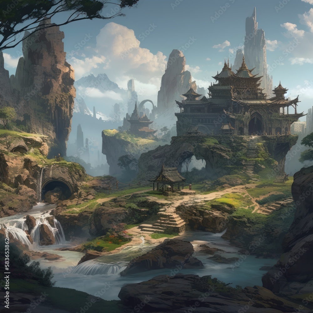 MMORPG game art environment Stock Illustration | Adobe Stock