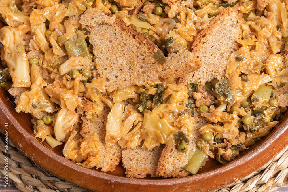 Close-up of "Sopas mallorquinas", typical food from Mallorca. A ...