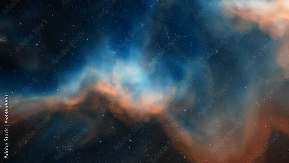 Flying Through The Stars And Blue Nebula In Space. Galaxy exploration ...