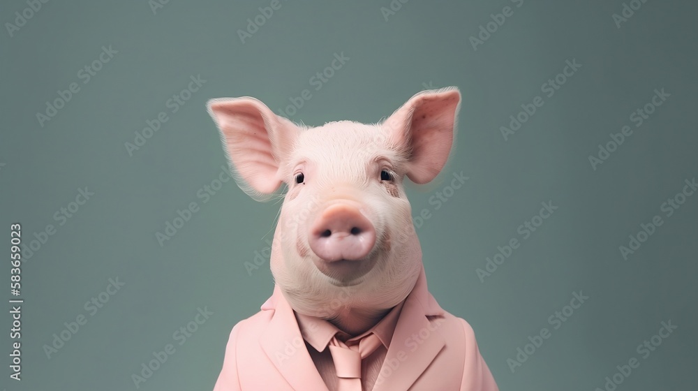Elegant pig with dress suit, pig for a special occasion. Pig ...