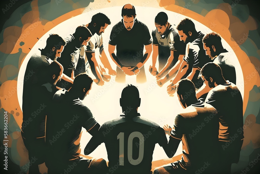 Wallpaper Illustration and background of players praying in circle ...