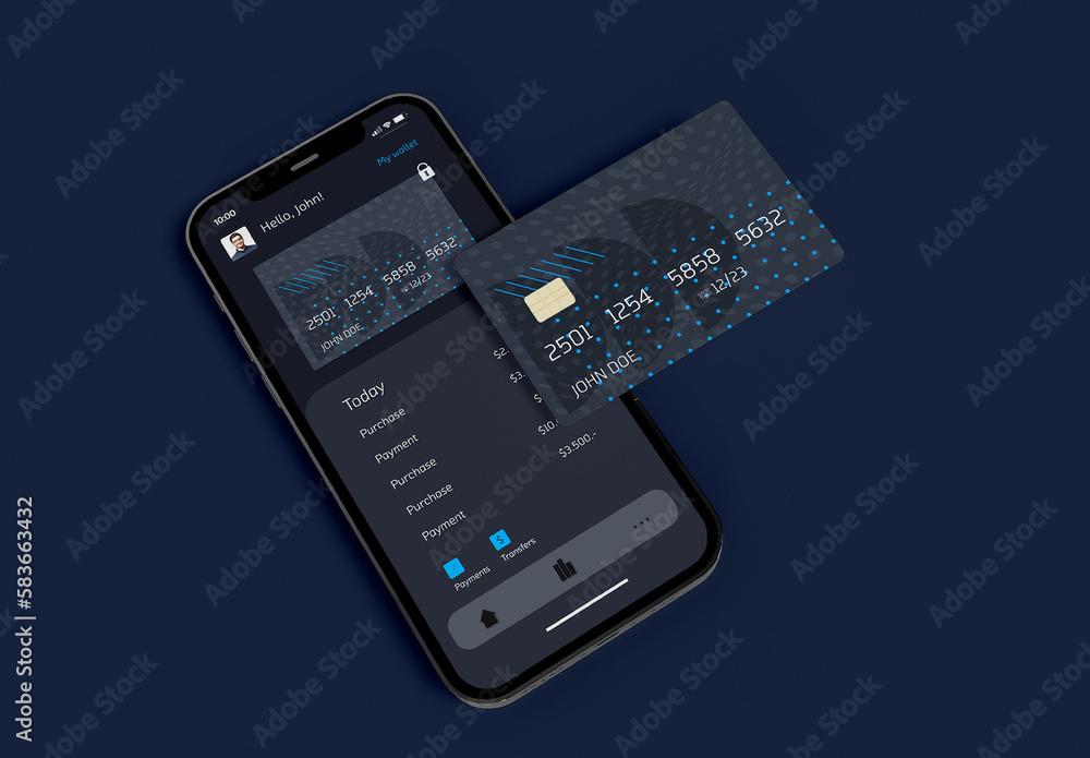 Smartphone with Credit Card Mockup Stock Template | Adobe Stock
