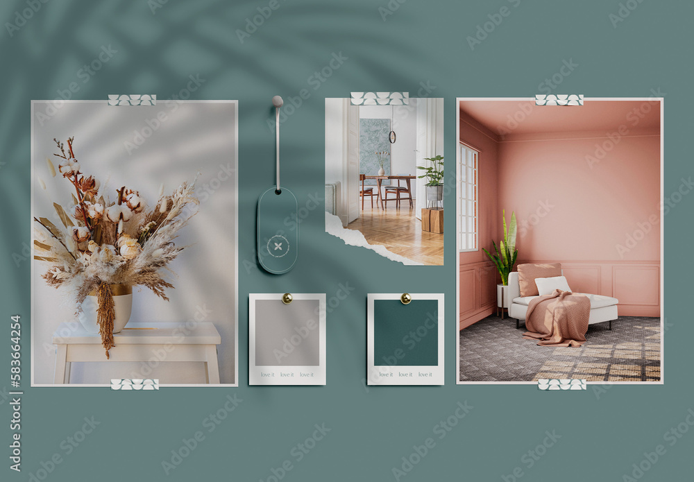 Modelo de Moodboard for Creative Portfolio Mockup do Stock | Adobe Stock