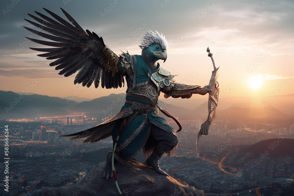 AI-Generated Epic DND Paladin Aarakocra Bird Character, From the ...