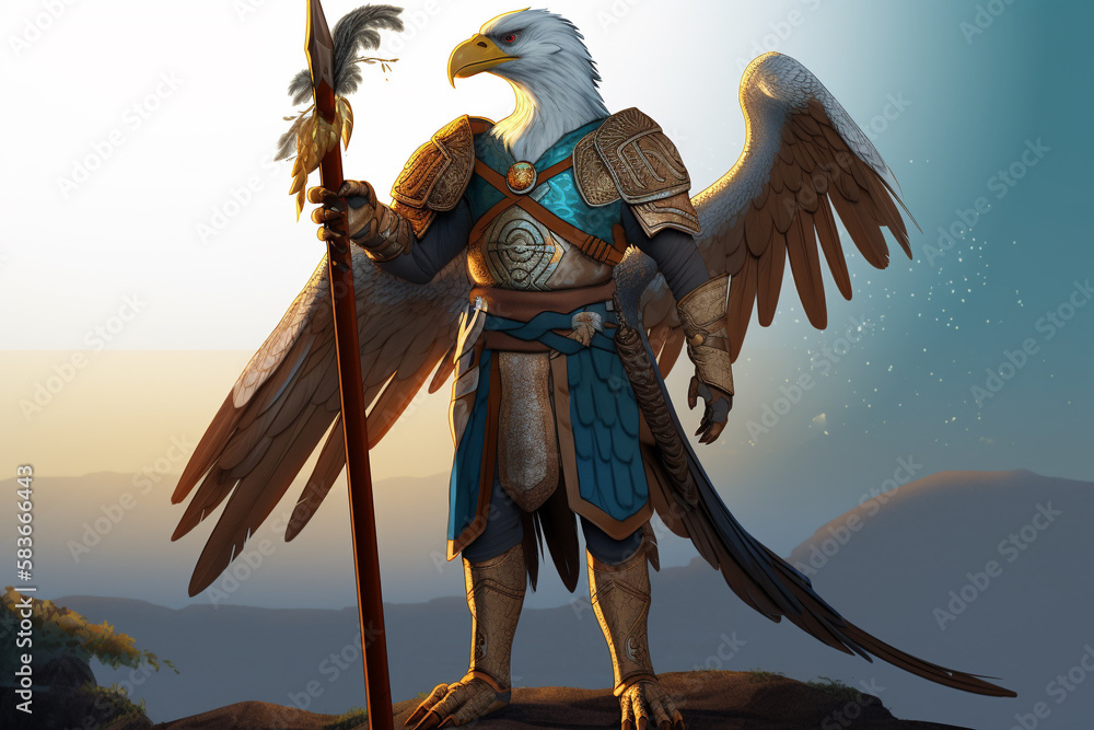 AI Generated DND Paladin Aarakocra Bird Character, From the Elemental ...