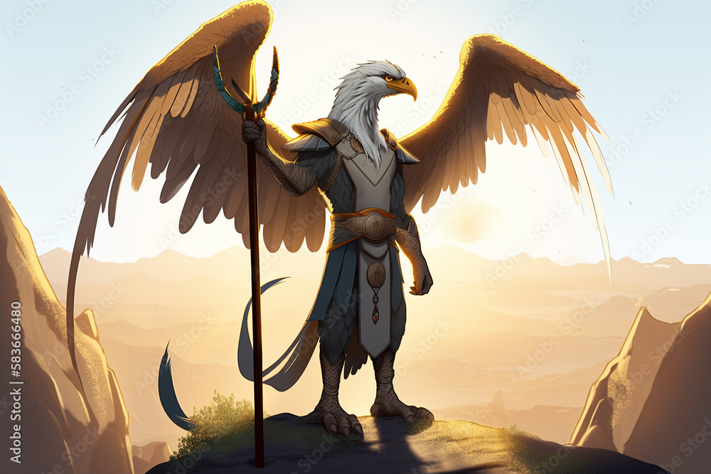 AI Generated DND Paladin Aarakocra Bird Character, From the Elemental ...