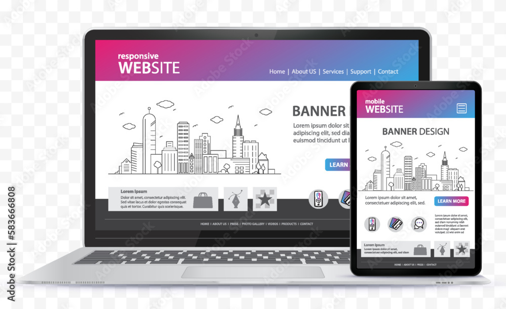 Responsive Website Design With Laptop Computer and Tablet Computer ...