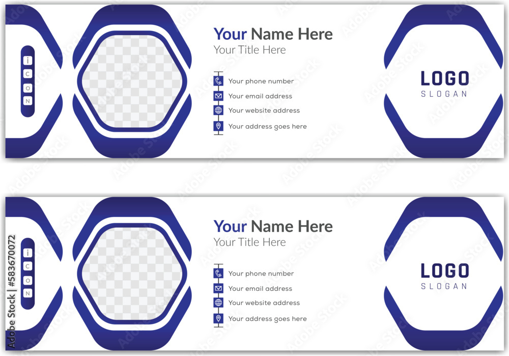 editable corporate modern navy blue color email signature shape design ...