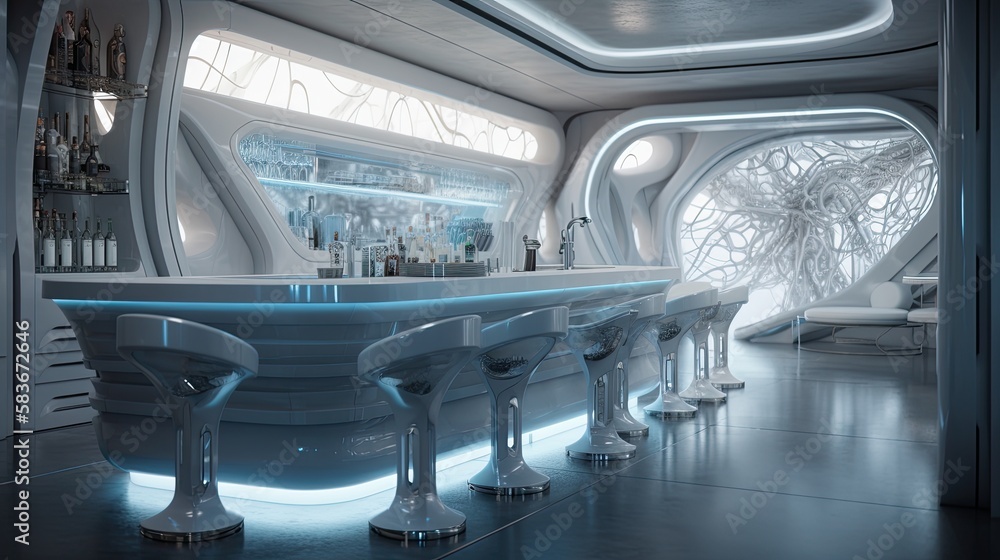 interior design bar , futuristic, zaha hadid style , highly detailed ...