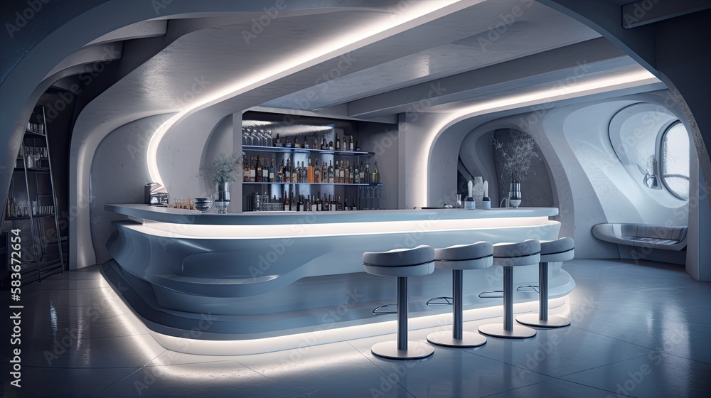 interior design bar , futuristic, zaha hadid style , highly detailed ...