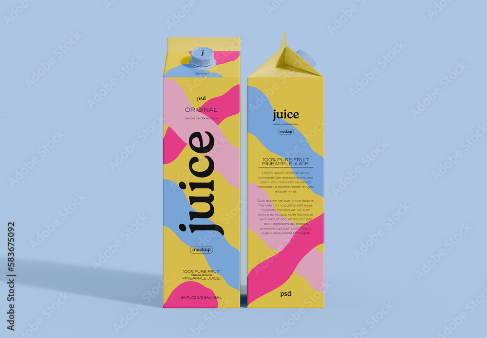 Two Juice Carton Boxes Mockup Stock Template | Adobe Stock