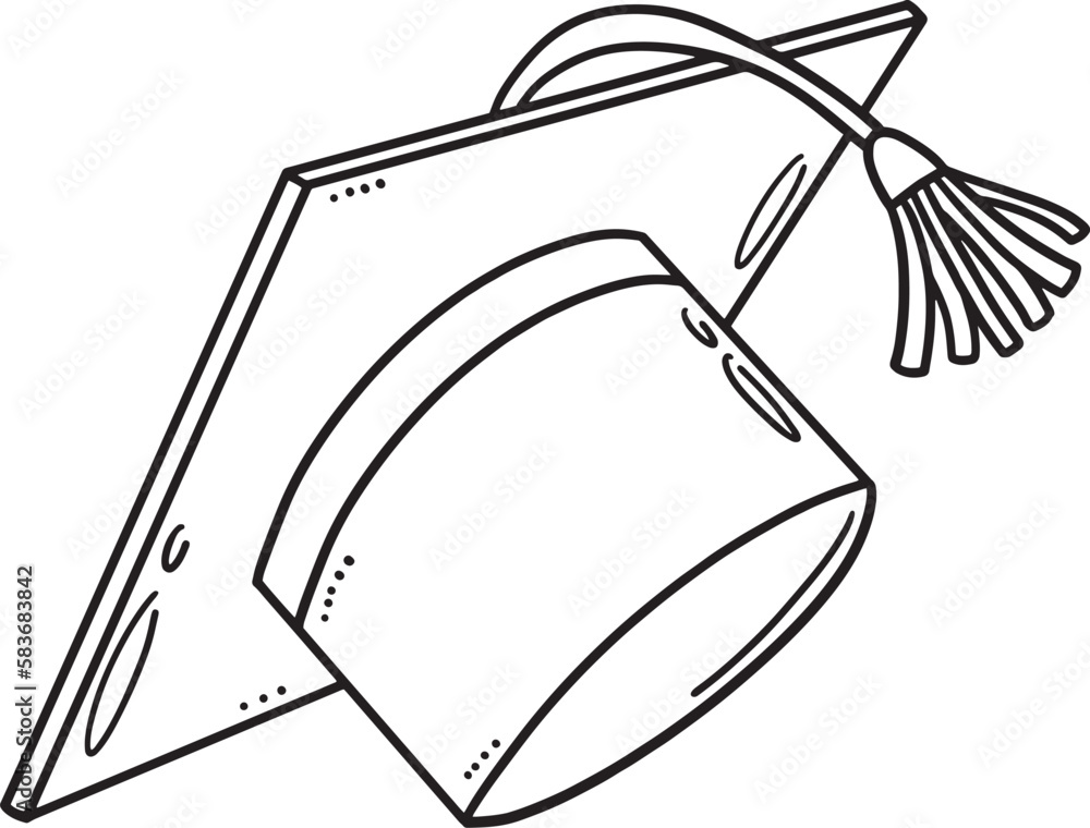 Graduation Cap Isolated Coloring Page for Kids Stock Vector | Adobe Stock