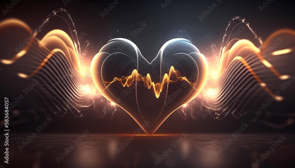 Heartbeat or Heart pulse visualization. 3D healthcare medical ...