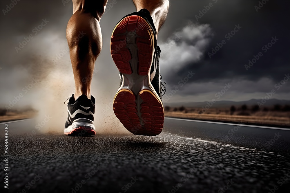 Athletic male runner on a jog, generative ai illustration, close-up of ...