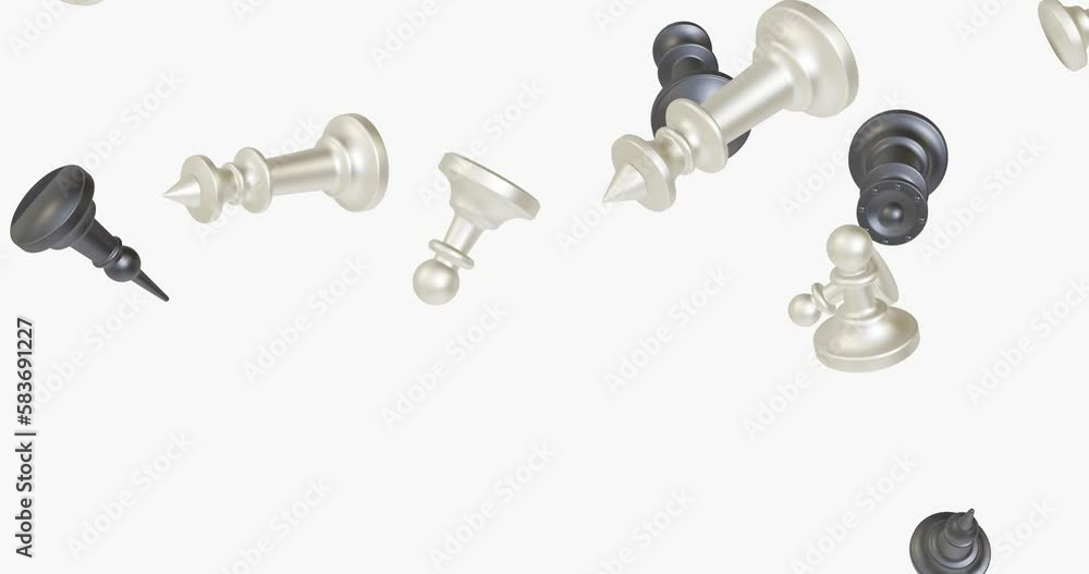 Chess pieces on a white background. Seamless cyclic animated 4K ...