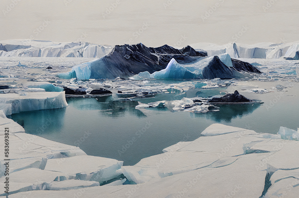 Watercolor,Threatened Ecosystems: Climate Change and Its Impact on ...