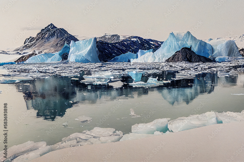 Watercolor,Rising Sea Levels: The Alarming Consequence of Melting ...
