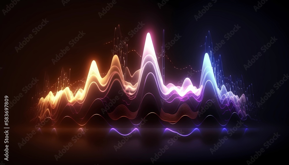 Abstract sound wave visual background. Dynamic motion soundwaves neon ...